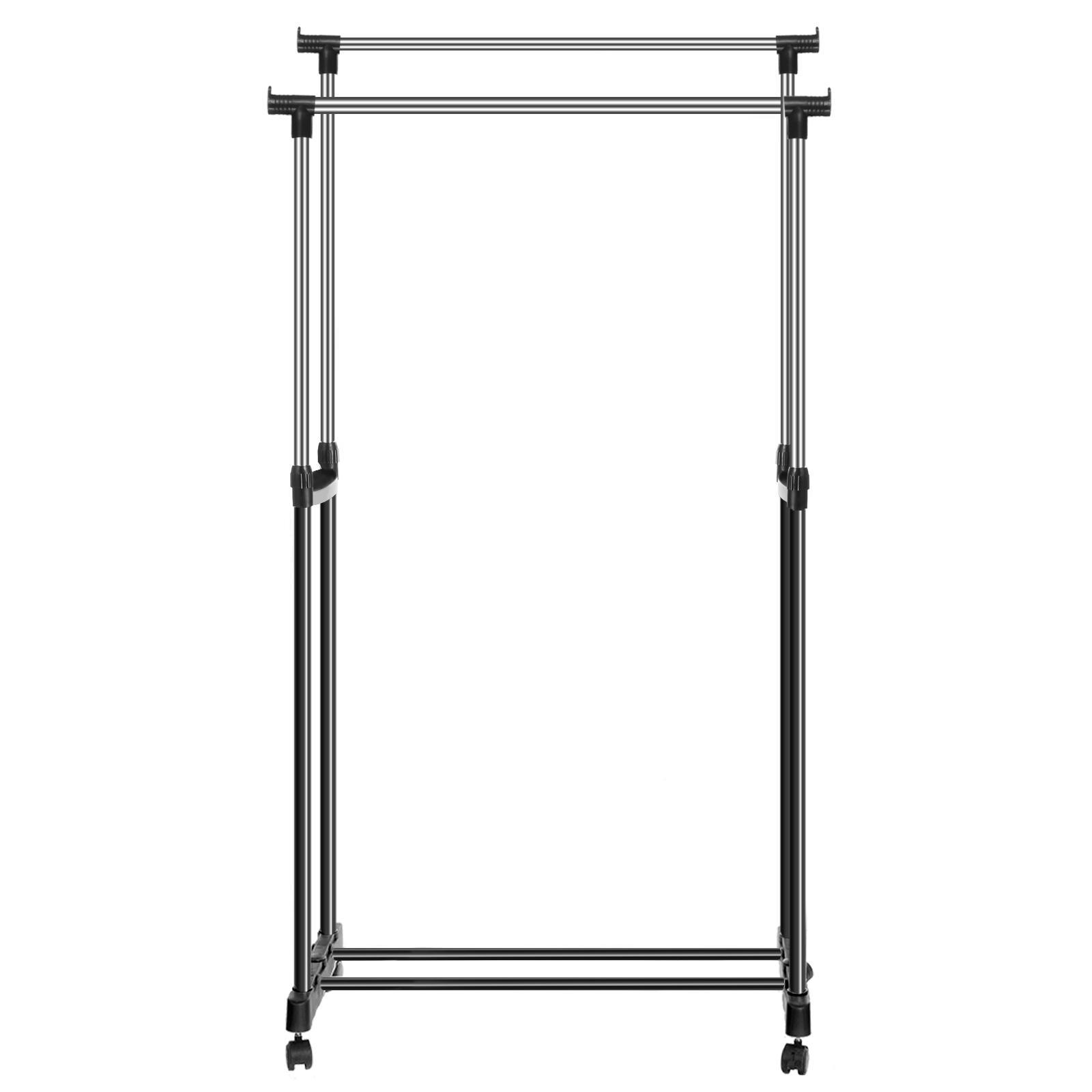 Portable Double Rail Collapsible Adjustable Clothes Rolling Garment ... Portable Double Rail Collapsible Adjustable Clothes Rolling Garment ...
